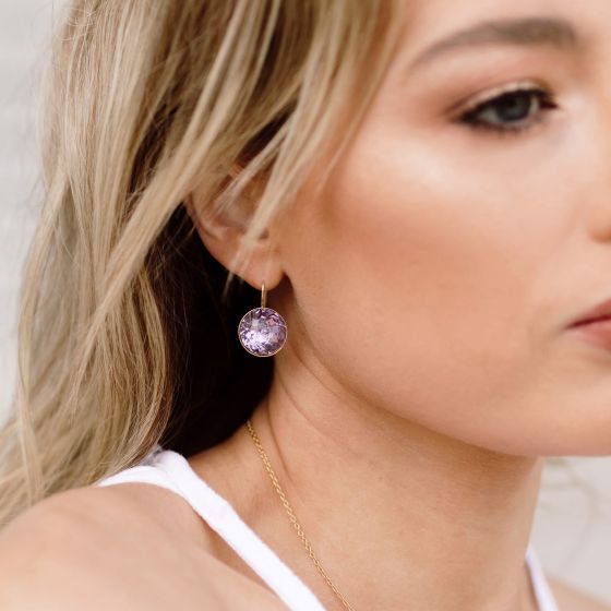 MYJS Jewellery Bella Earrings with 10 Carat Violet Crystals Earrings Swarovski Crystal Earrings Australia Sale MYJS Gold Plated Drop Purple Earrings by MYJS