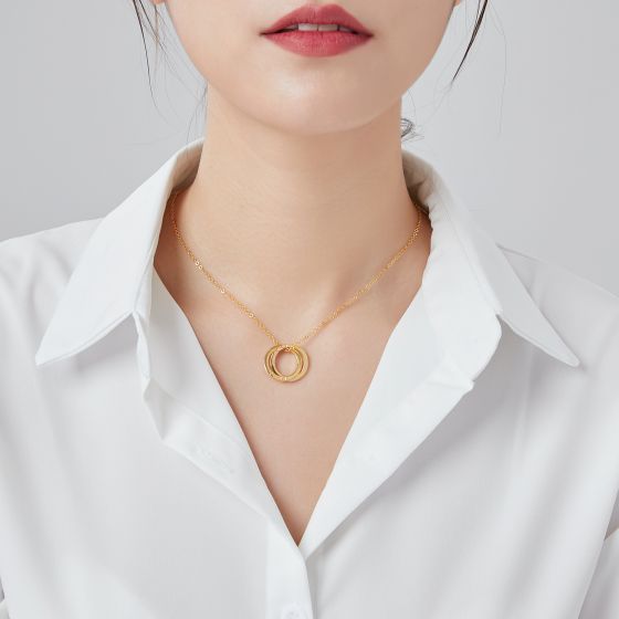 Double family circle necklace store