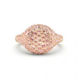 Pave Dome Cocktail Ring with Vintage Rose Crystals in Rose Gold Plated ...